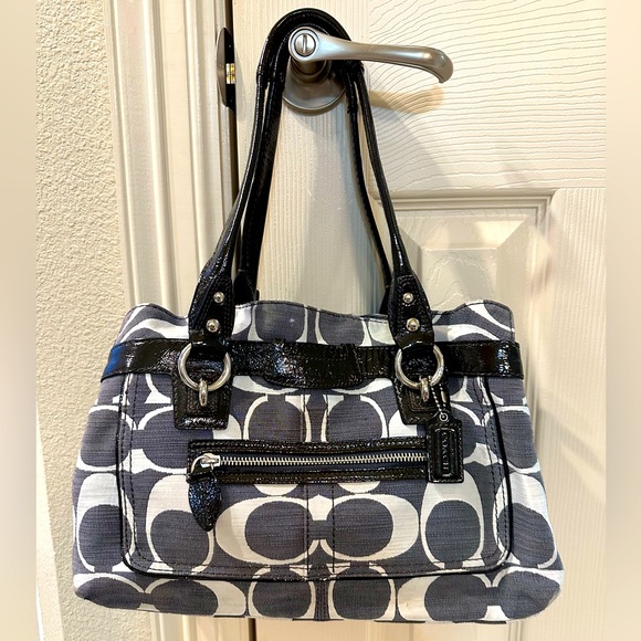Coach | Bags | Coach Monogram Purse Navywhite | Poshmark